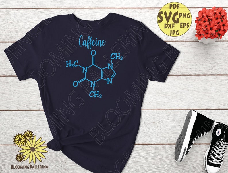 Floral Caffeine Svg Caffeine Molecule With Daisies Svg | Etsy