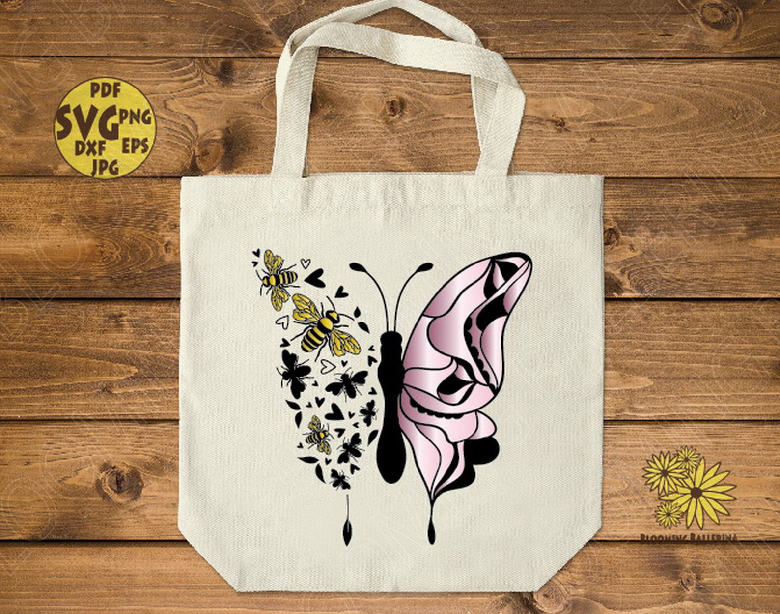 Half Butterfly With Bees Svg File Butterfly Svg Bee Svg | Etsy