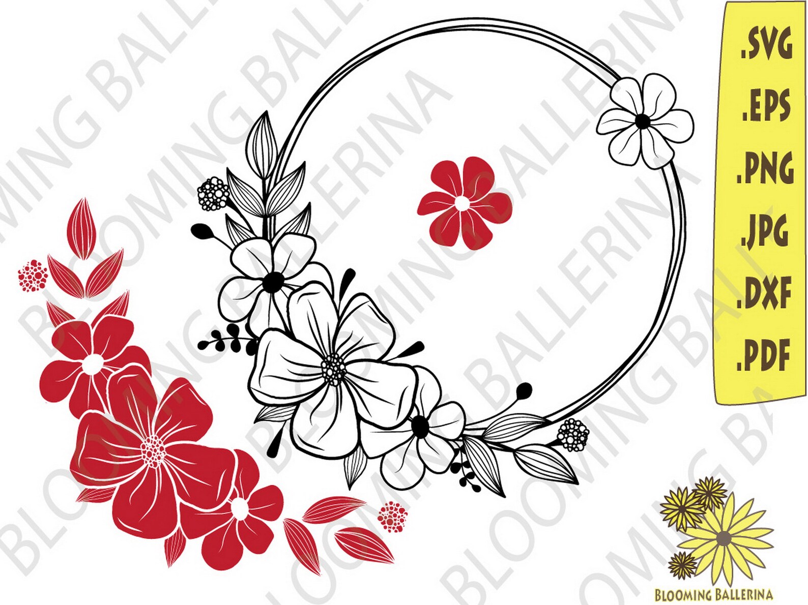 Flower Frame SVG Wreath SVG File Flower Wreath Svg Flower - Etsy