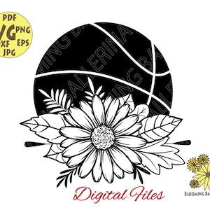 Basketball Svg, Floral Basketball Svg, Basketball Mom Svg, Basketball ...