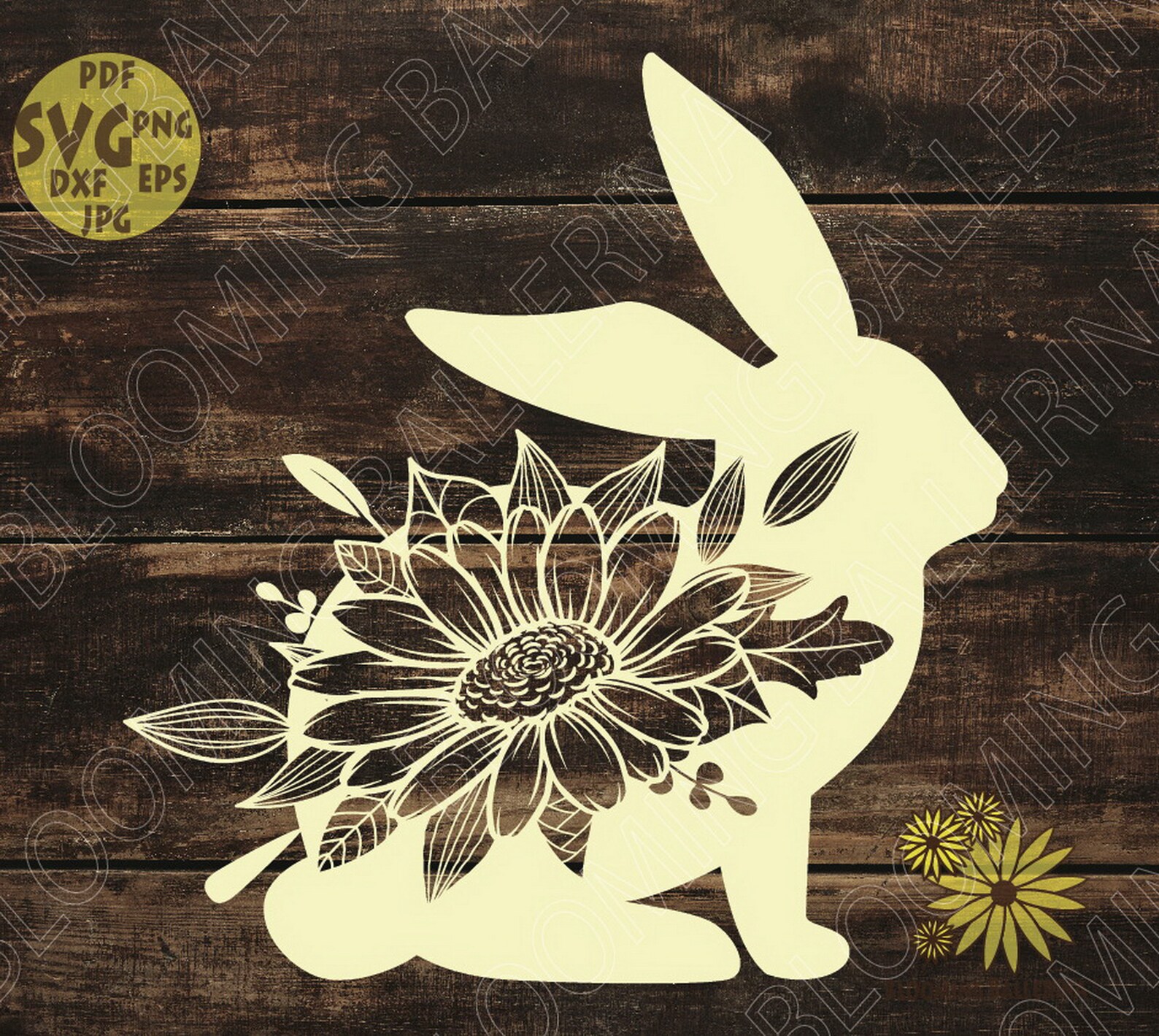Floral Rabbit Svg Flower Bunnies Svg Bunny Vector Spring | Etsy