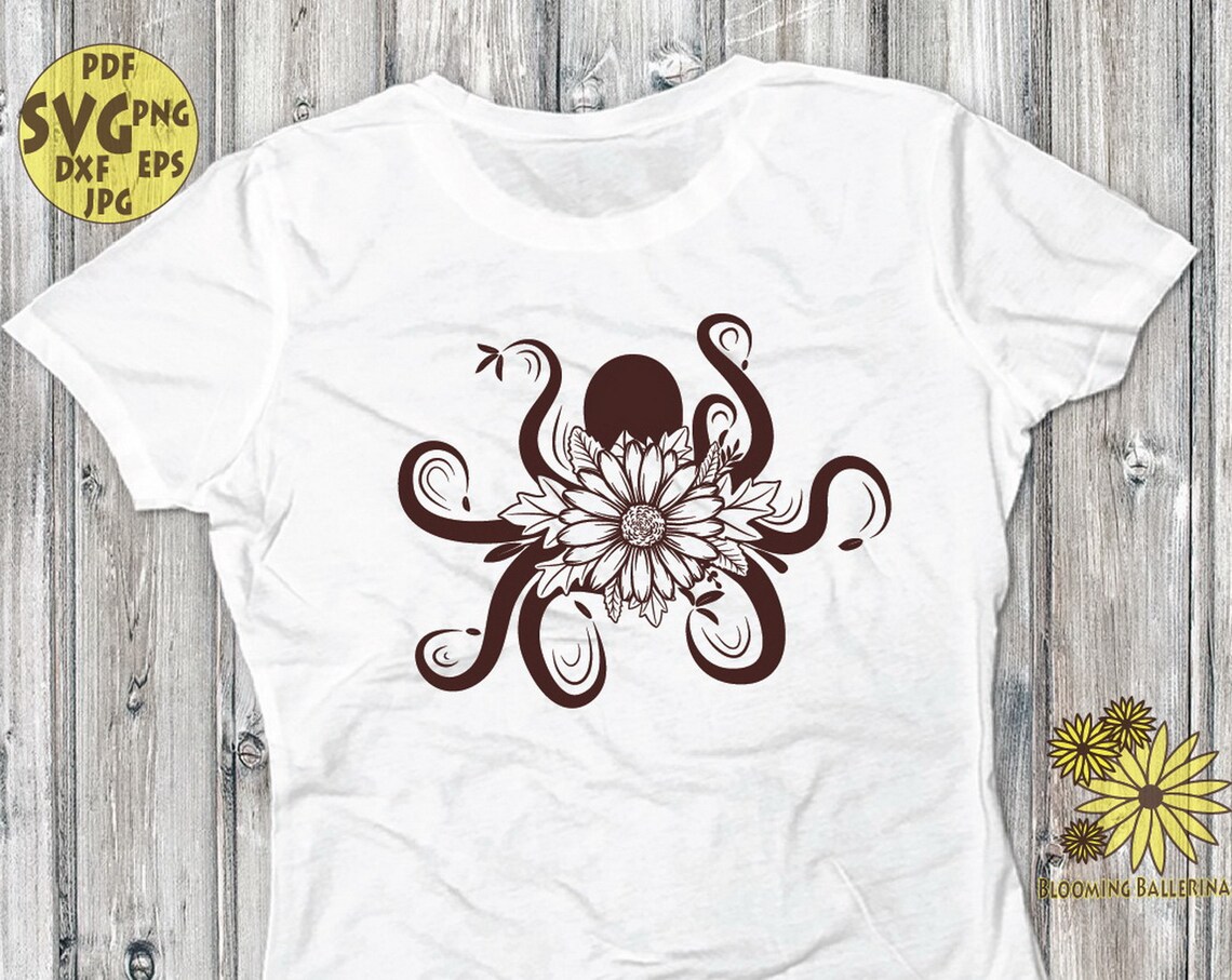 Octopus Svg Daisy Svg Flower SVG Floral Octopus SVG | Etsy