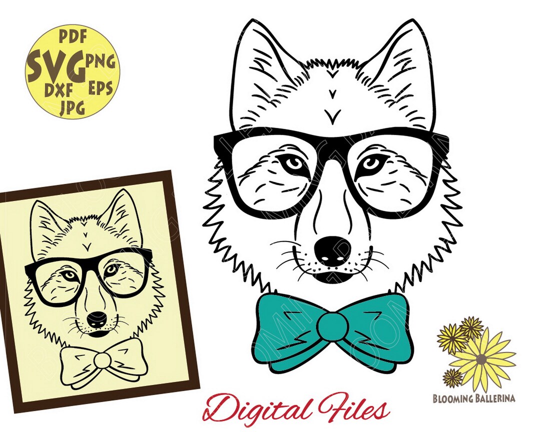 Wolf Svg, 2 Wolves Svg, Wolf With Glasses Bowtie Svg, Woodland Animal ...