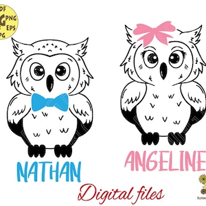 Baby Owls Svg File, Owl Svg, Cute Owl Girl Svg, Cute Owl Boy Svg, Cute ...