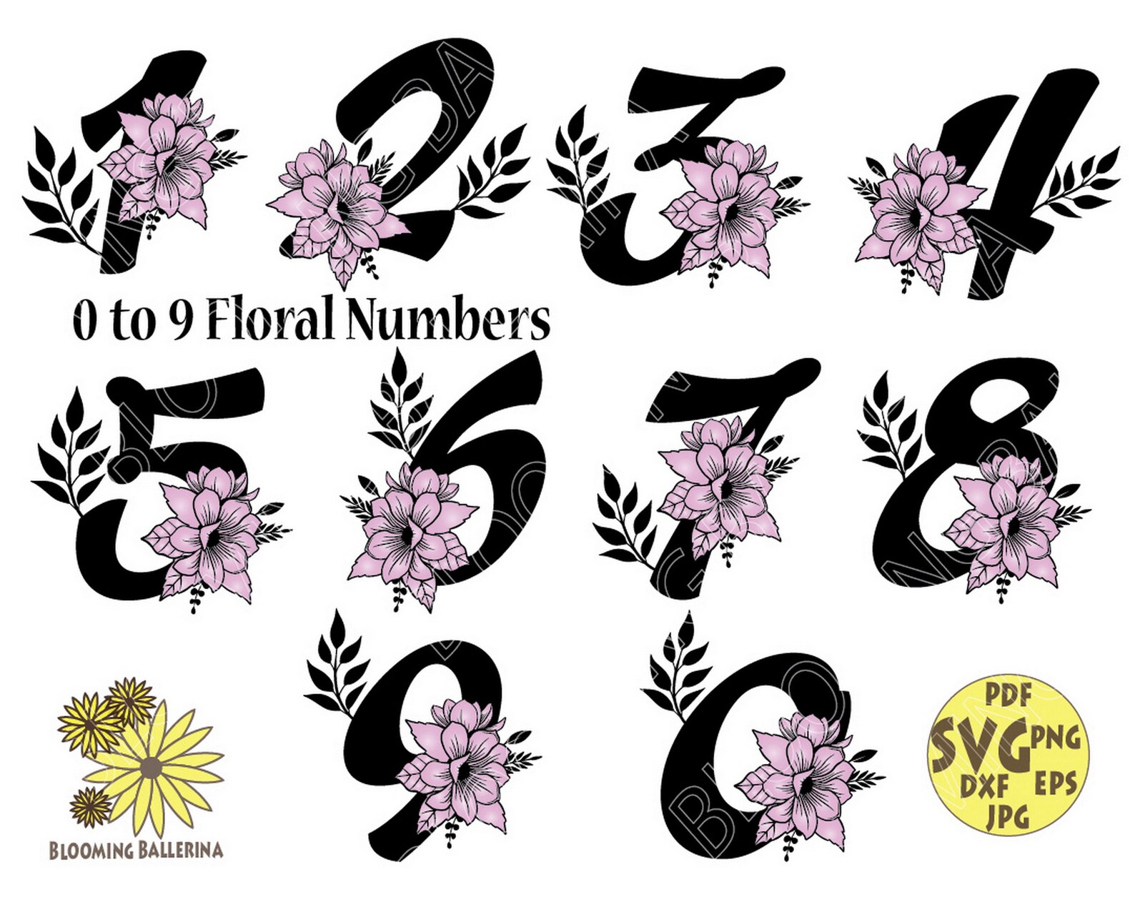 Floral A to Z Alphabet With Magnolias and Leaves Svg File, Flower 0 to ...