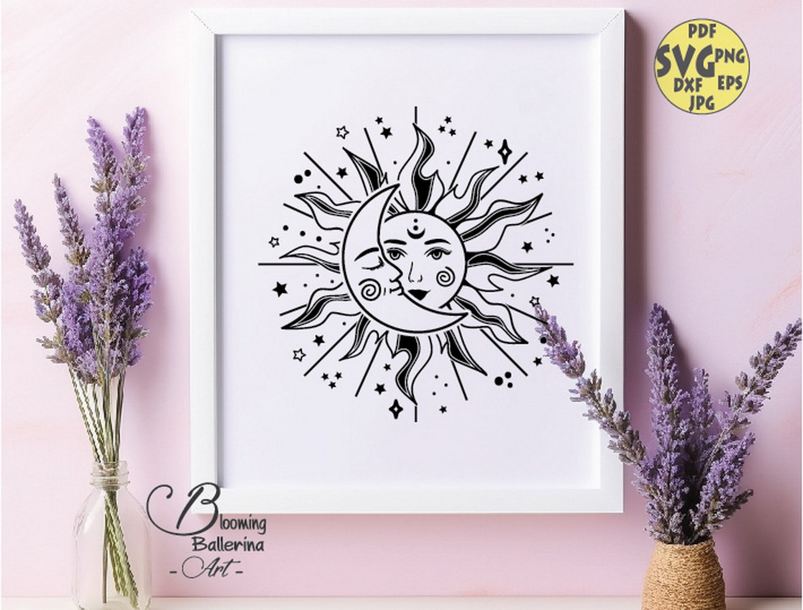 Sun and Moon Svg, Celestial Svg, Sun Svg, Moon Svg, Moon Face Svg, Sun ...