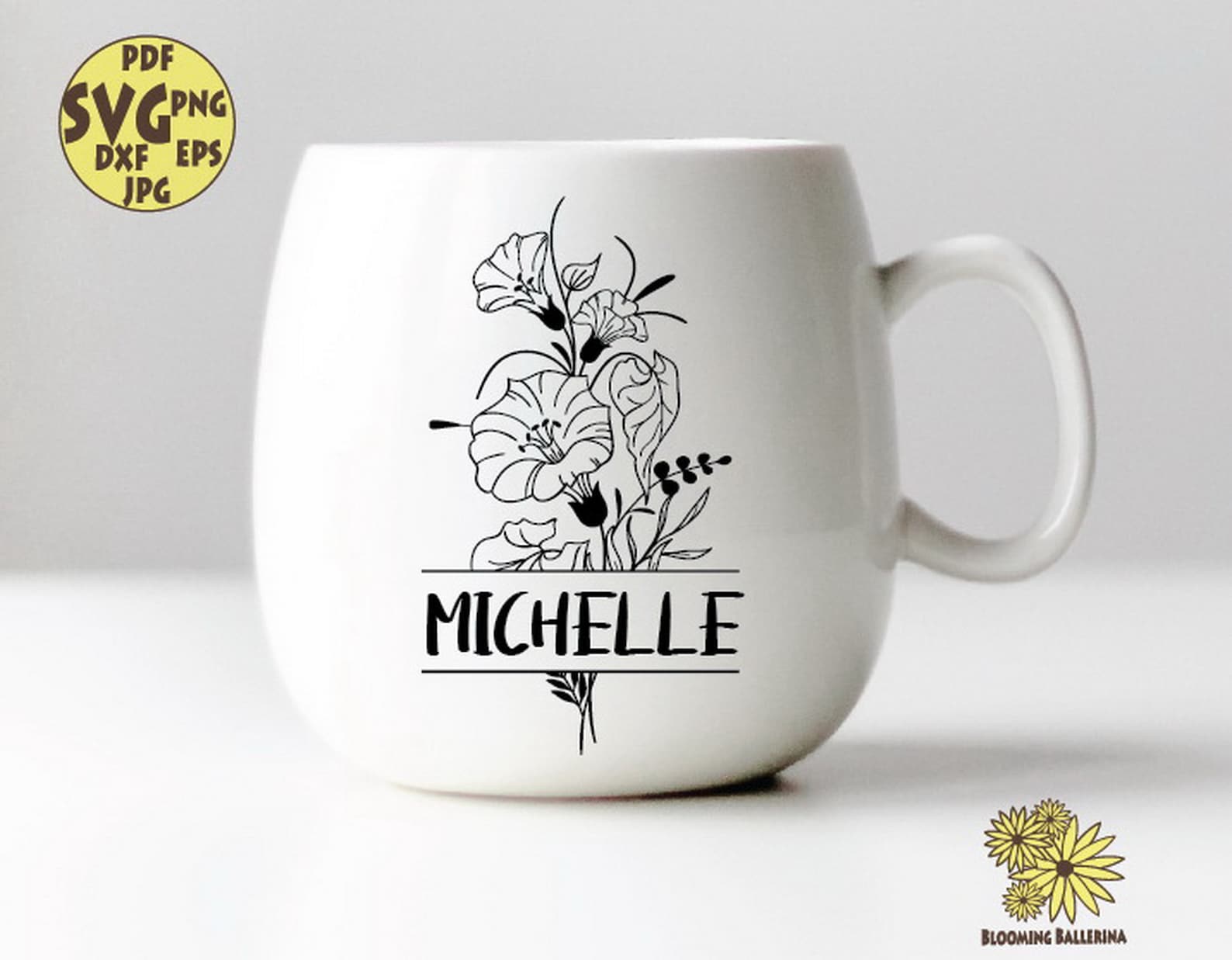 Monogram Birth Month Flowers Svg Birth Month Flower Birth - Etsy