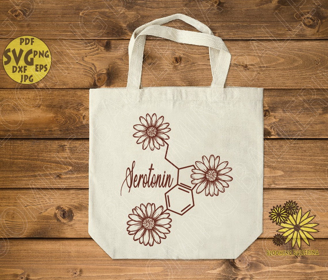 Floral Serotonin Svg Serotonin Molecule With Daisies Svg - Etsy