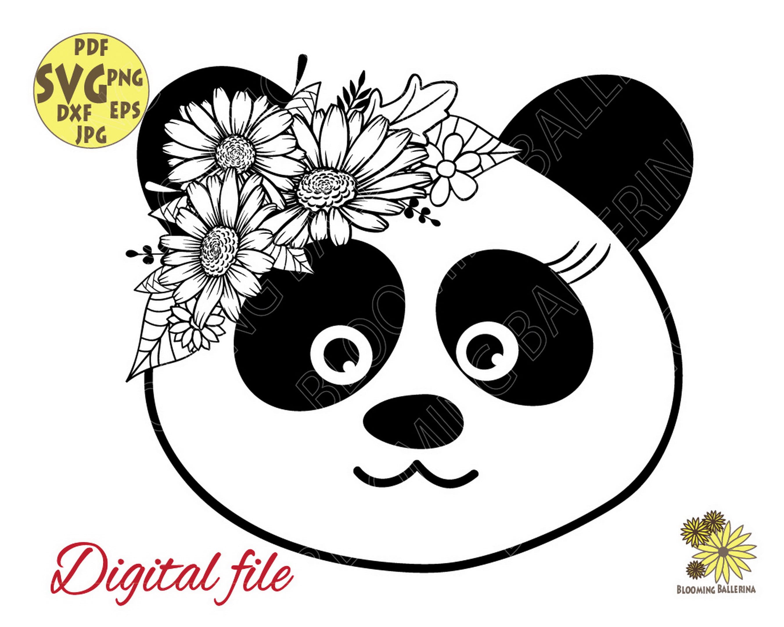 Panda SVG Bear Svg Daisy Svg Flower Panda Svg Animal Svg - Etsy
