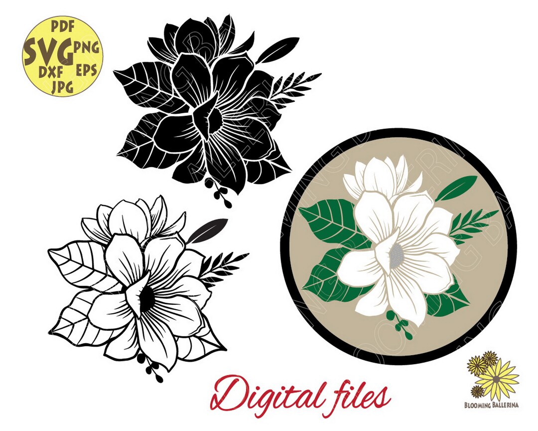 Magnolia Flower Bouquet Svg File, Magnolia Flowers, Magnolia Svg ...