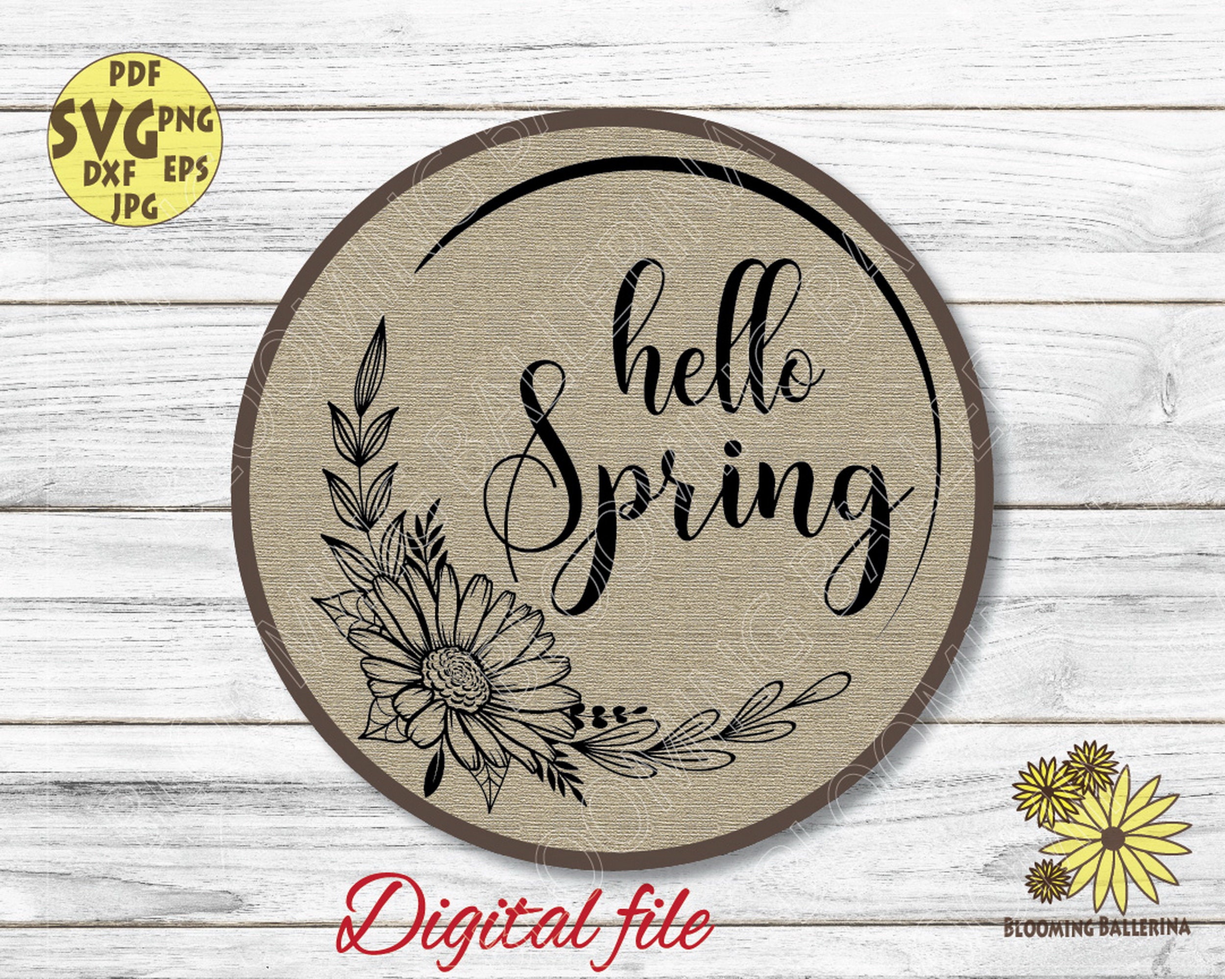 Hello Spring Svg Round Frame Svg Daisy Frames Svg Spring | Etsy