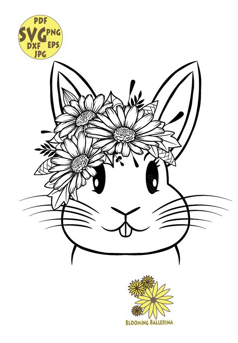 Bunny Svg Flower Rabbit Svg Spring Svg Daisies Svg Floral | Etsy