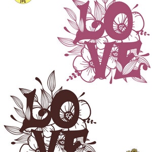Love SVG, Floral Bouquet Svg, Love Word With Flowers, Flowers SVG ...