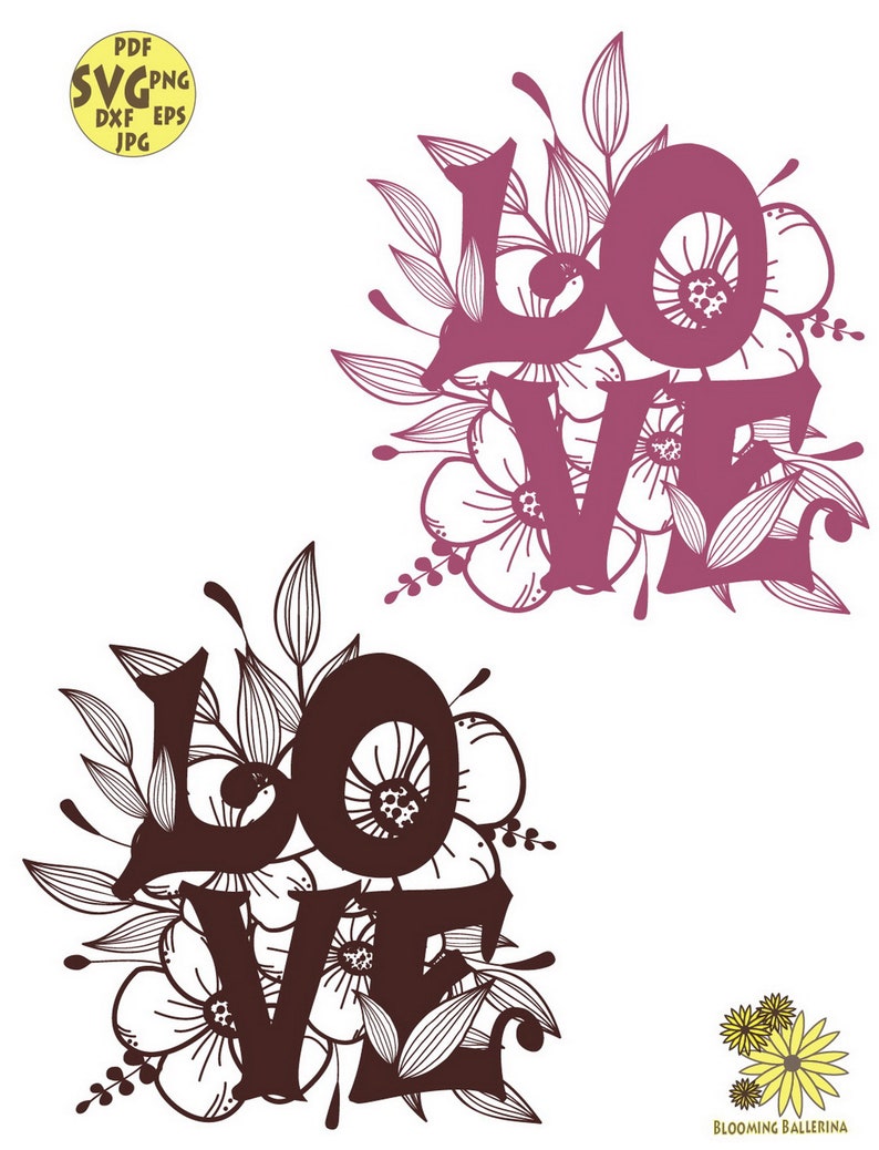 Love SVG, Floral Bouquet Svg, Love Word With Flowers, Flowers SVG ...