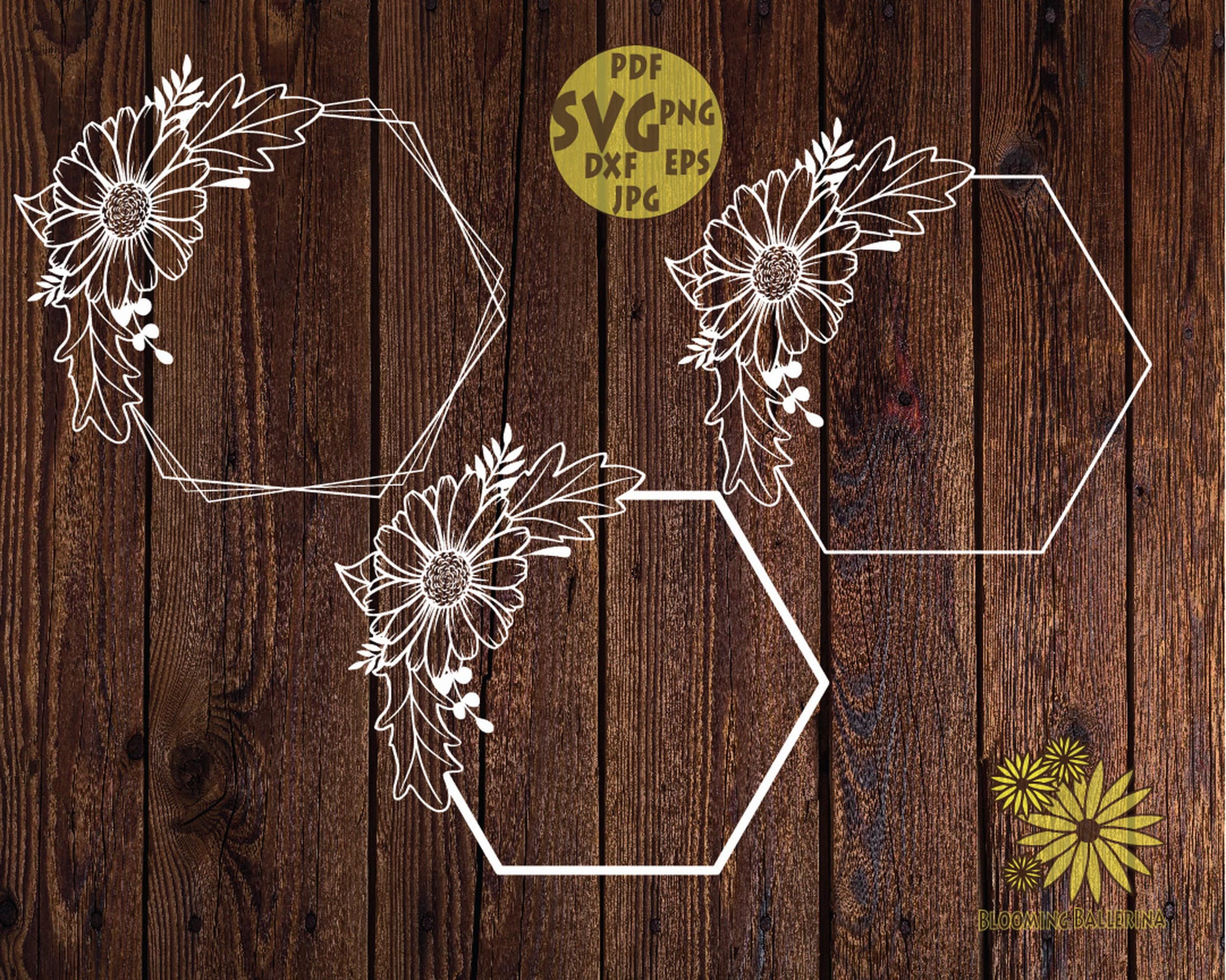 Bundle Floral Borders Svg Daisy Svg Hexagonal Floral | Etsy