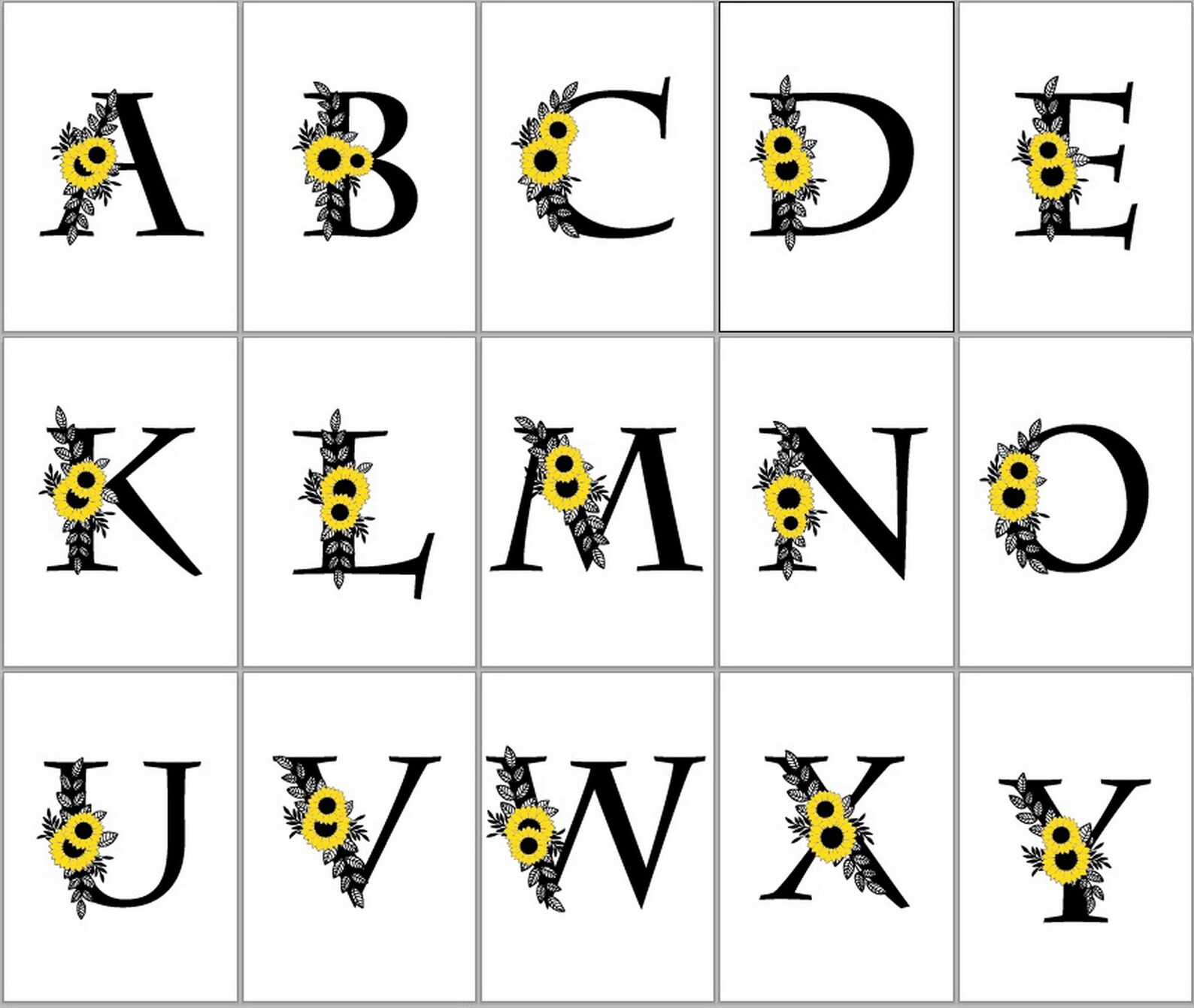 30 Sunflower Monogram Letters SVG Floral Alphabet Svg Flower - Etsy