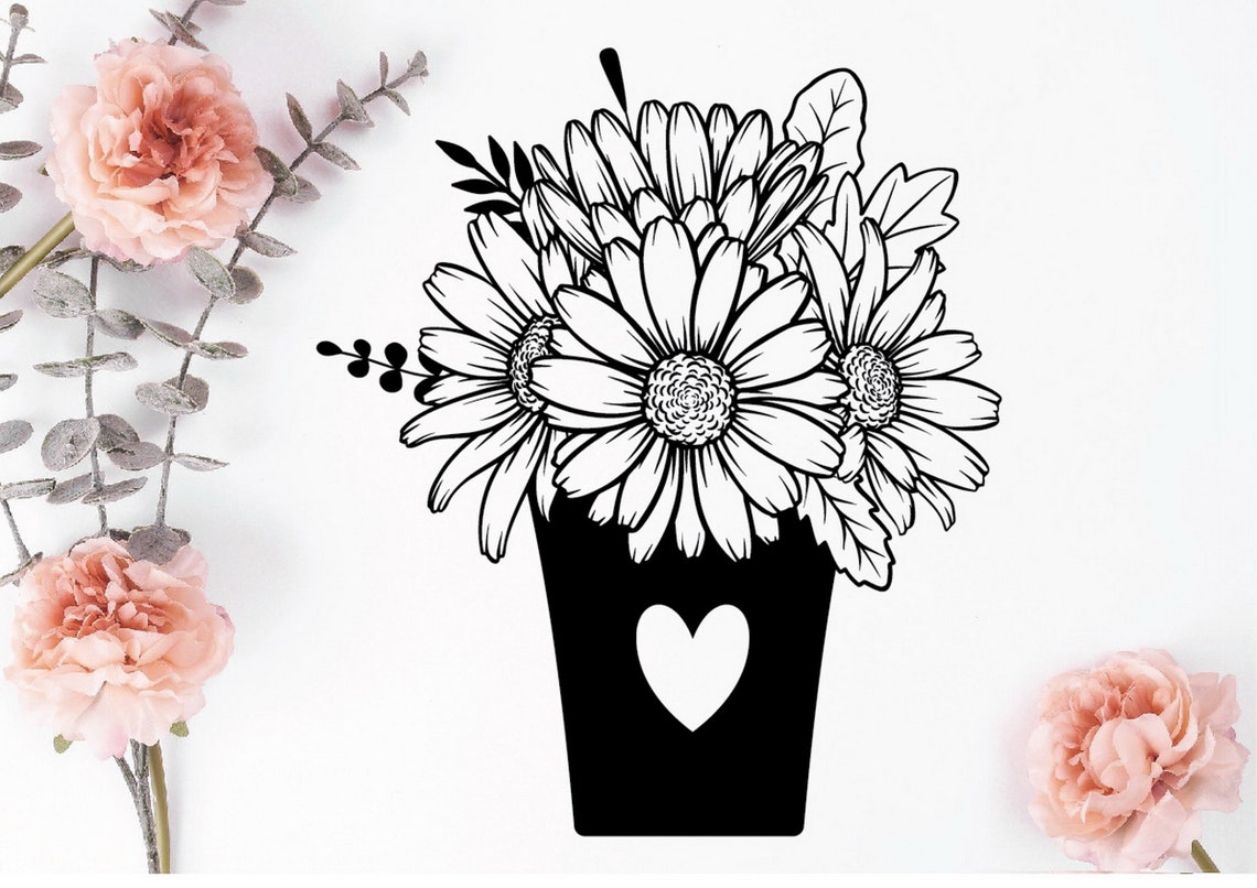 Flower Pot Svg Floral Svg Daisy Svg Plants Svg Bundle Svg | Etsy UK