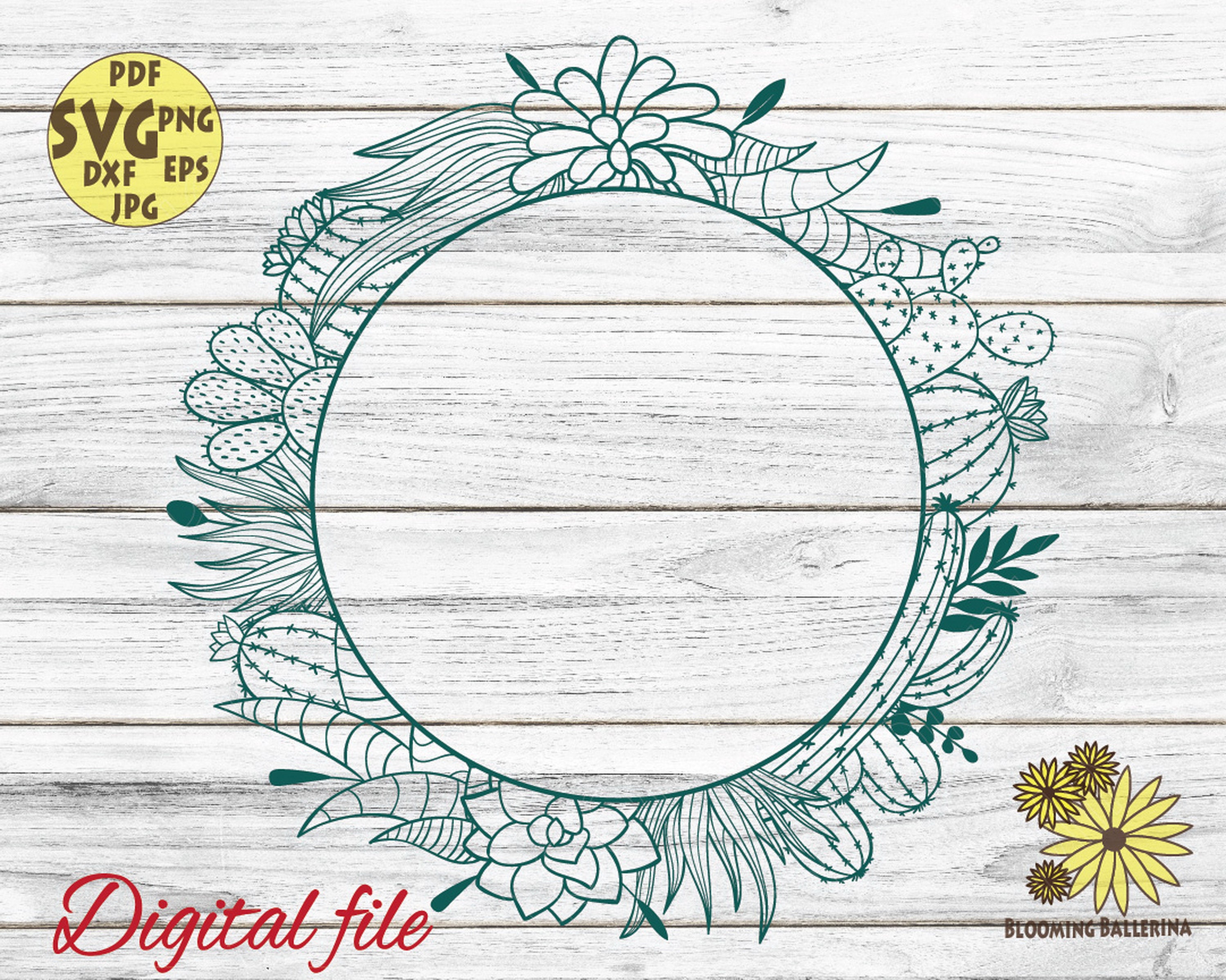 Cactus Frames Svg, Round Frame Svg, Suculent Frame Svg, Circle Frame ...