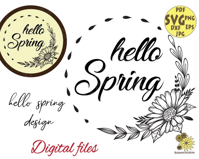 Hello Spring Svg Farmhouse Sign Svg Round Frame Svg Daisy - Etsy