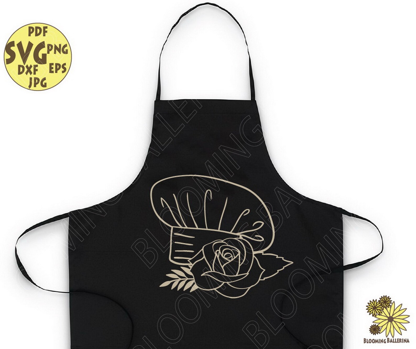 Bundle Flower Chef's Hats With Roses and Leaves Svg File, Baking Svg ...