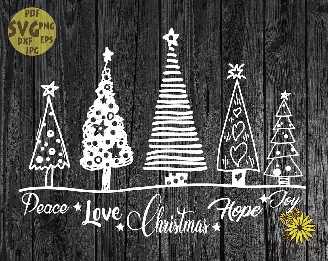 Joy Hope Peace Love Christmas Svg Christmas Tree SVG Winter - Etsy