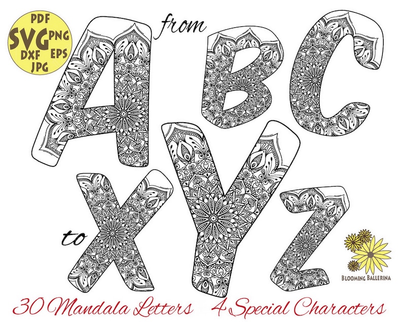 Mandala Letters Svg Alphabet Svg Mandala Svg Letters - Etsy