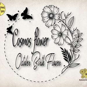 Cosmos Flower Frame Svg File, Round Frame Svg, October Flower Svg ...