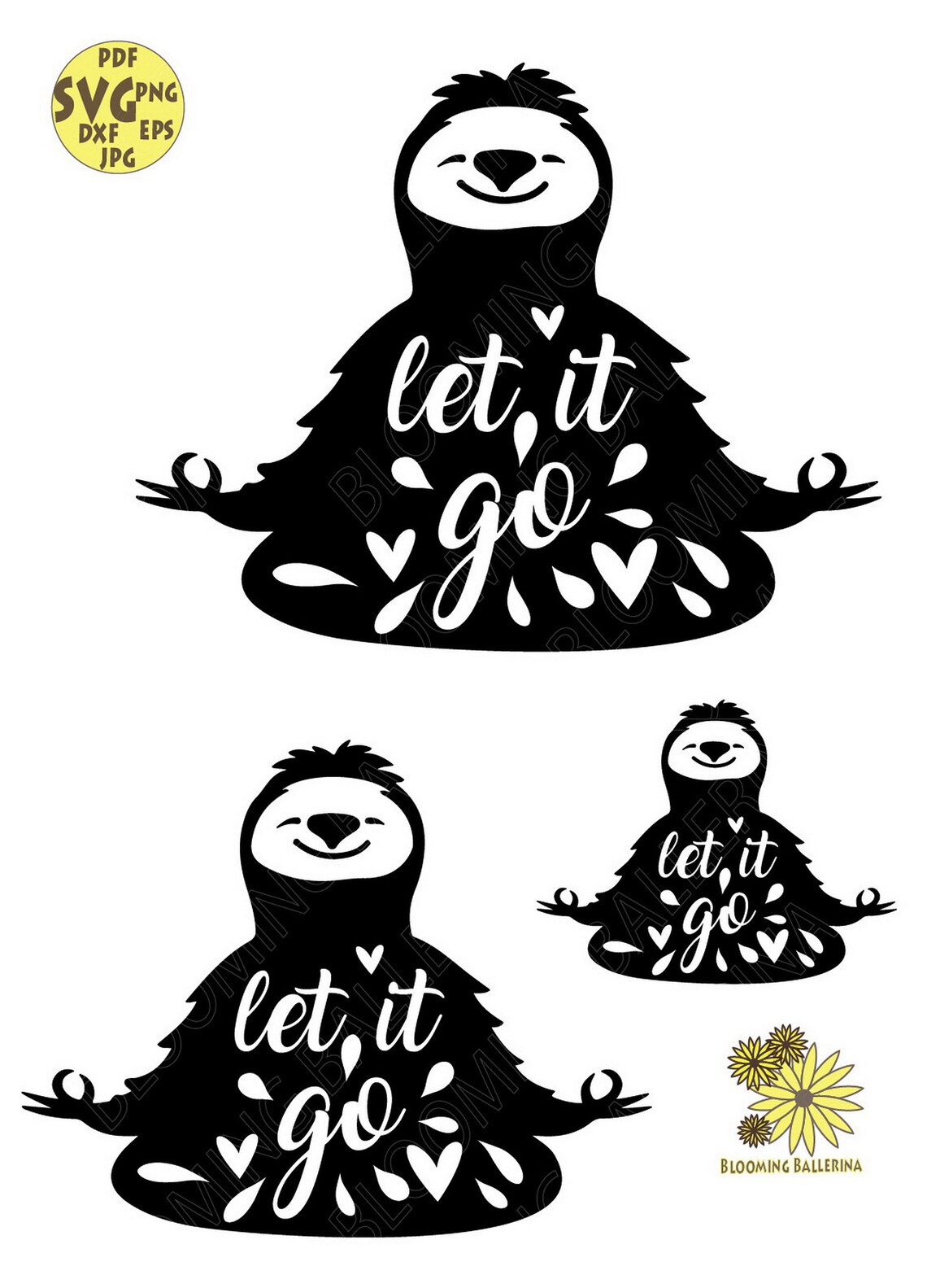 Sloth Svg Meditation Svg Spiritual Svg Let is Go Svg Sloth | Etsy