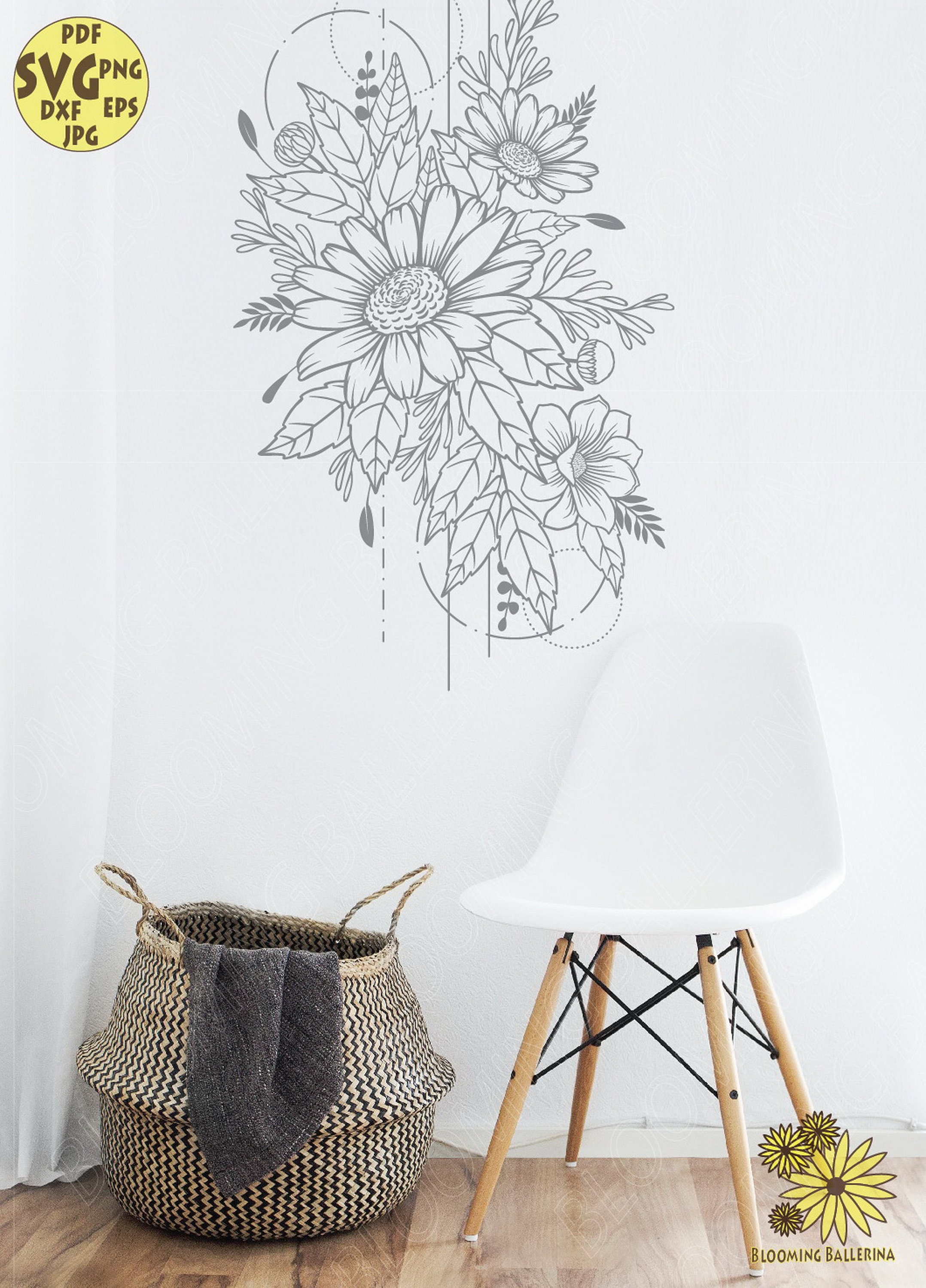 Geometric Flower Bouquet Svg File Daisy Flowers Svg Spring | Etsy