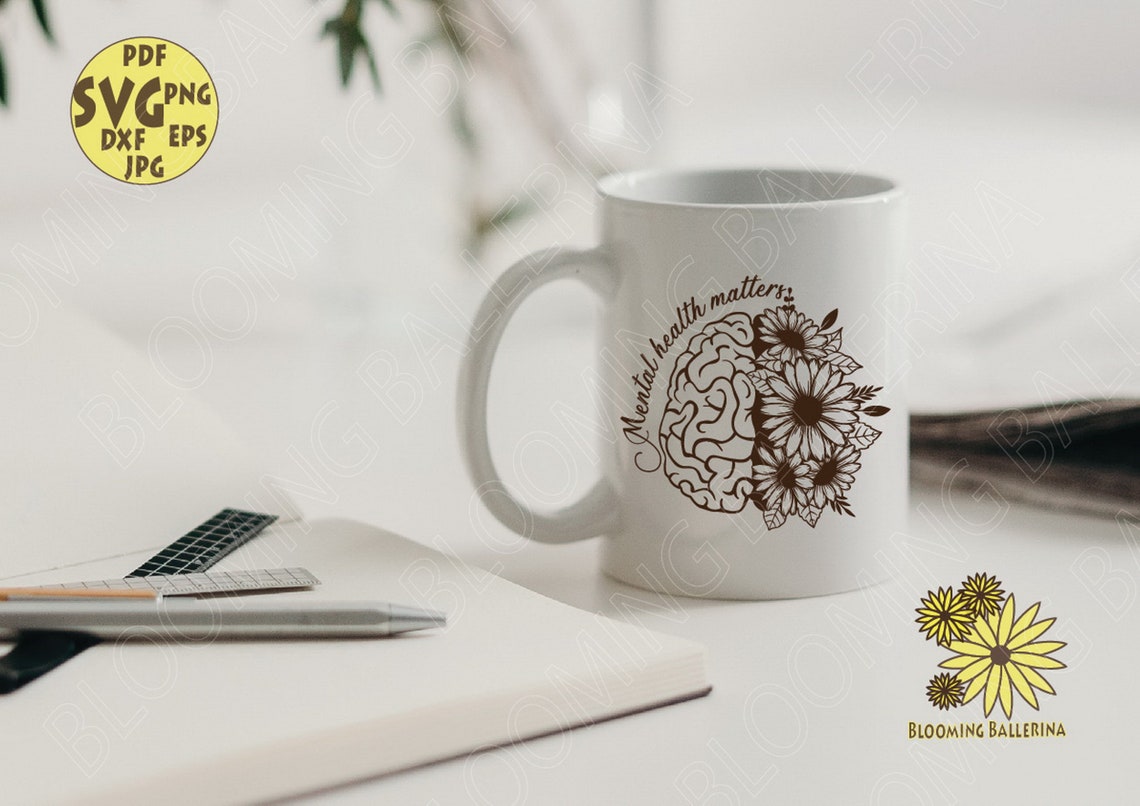 Daisy Svg Flower Mental Health Matters With Human Brain - Etsy