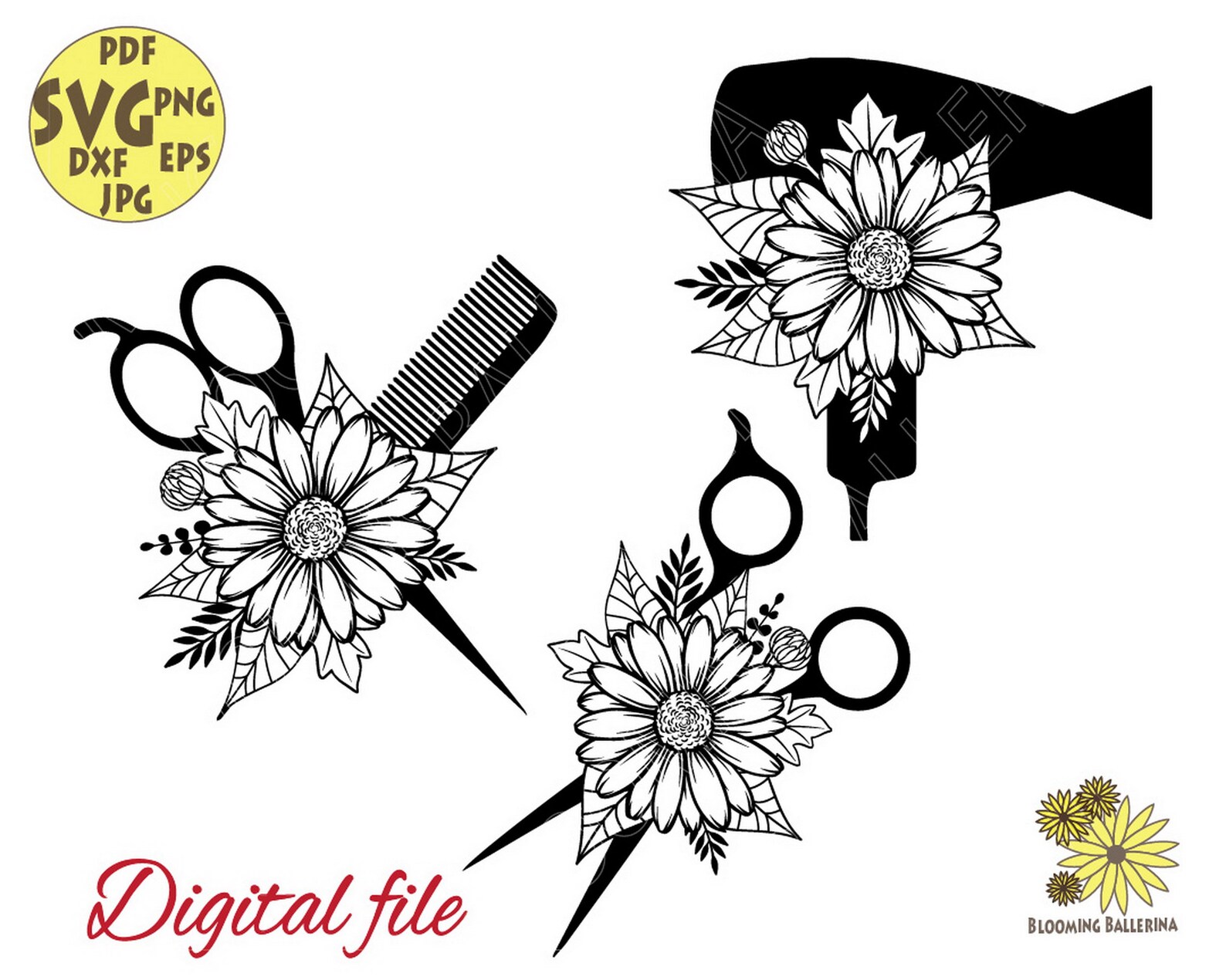 Hair Stylist Svg Haircut Scissor Svg Scissor Svg Floral | Etsy