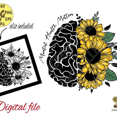 Flower Mental Health Matters Bundle With Human Brain Etsy