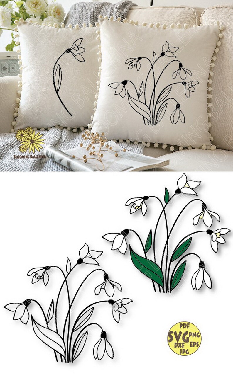 Snowdrop Bouquet Svg File Snowdrop January Birth Flower Svg - Etsy