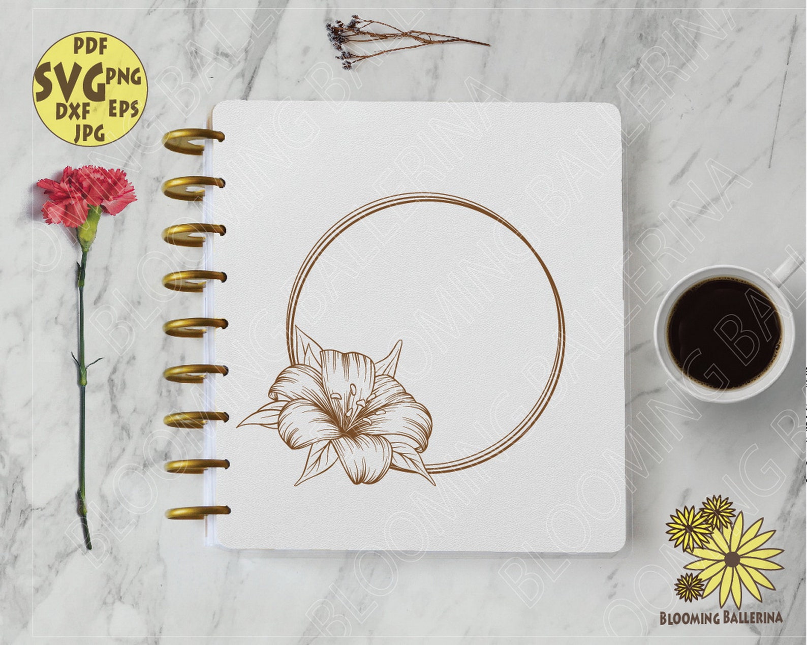 Lily Frames Svg 3 Hand Drawn Lily Frames Svg Round Lilies | Etsy
