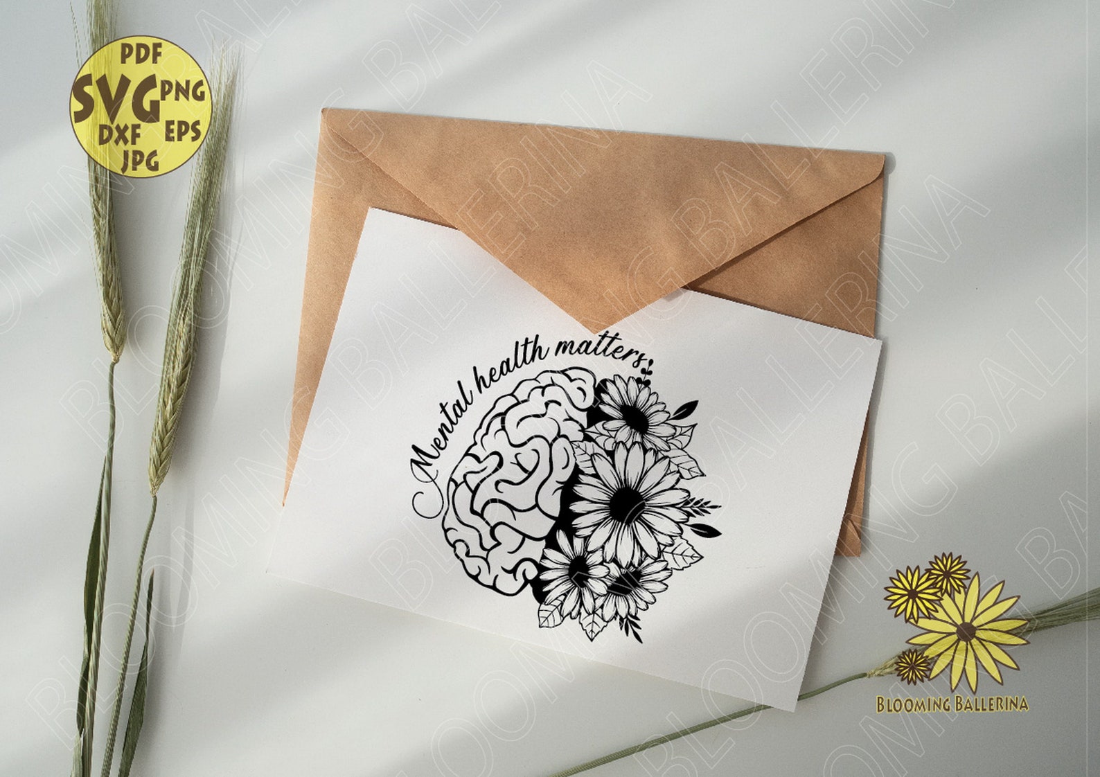Daisy Svg Flower Mental Health Matters With Human Brain Daisies Buds