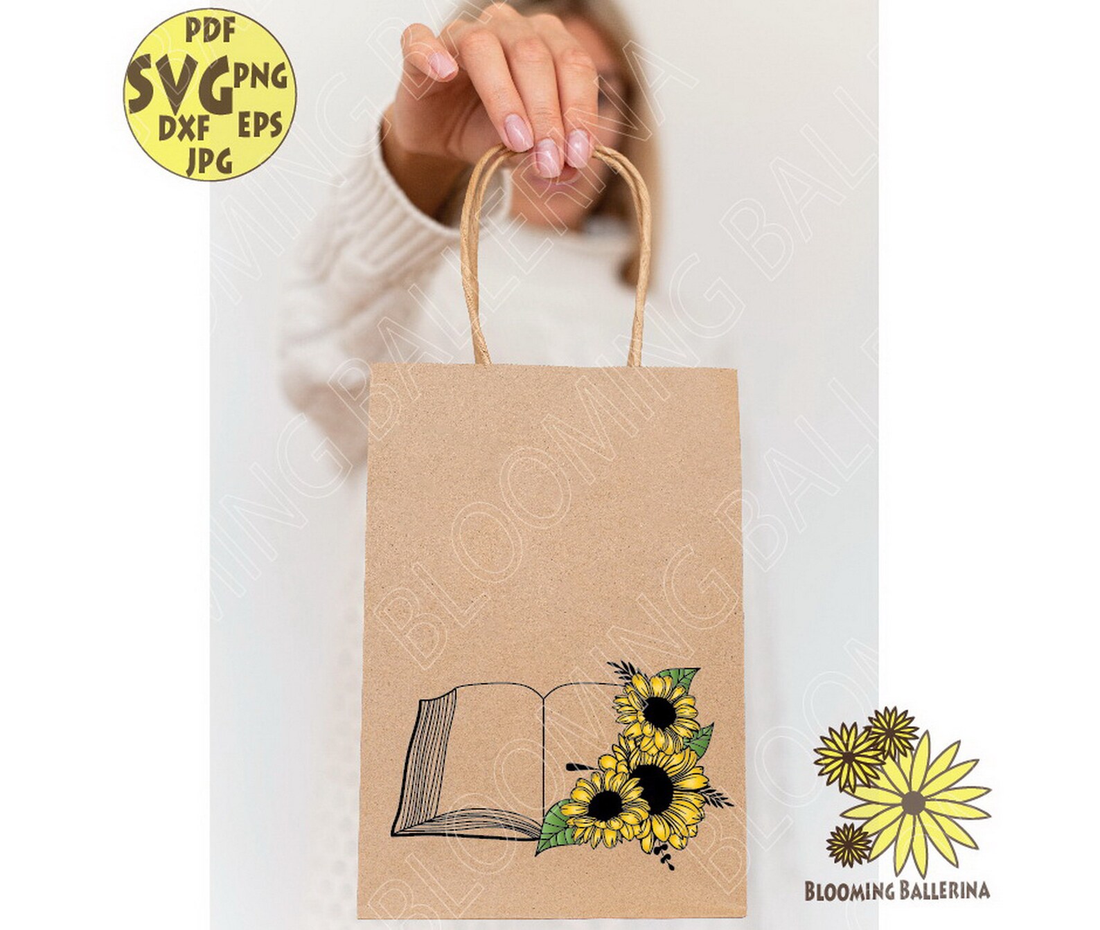 Flower Book With Sunflowers Svg, Floral Open Book Svg File, Reading Svg ...