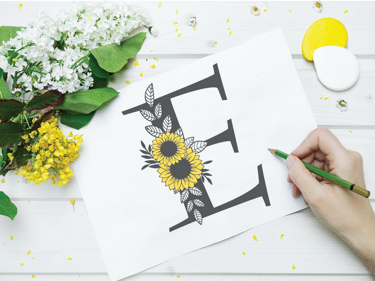 30 Sunflower Monogram Letters SVG Floral Alphabet Svg Flower - Etsy