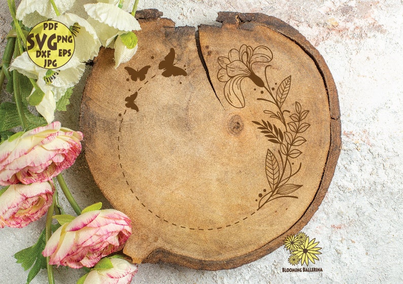 Iris Svg Iris Flower Svg Iris Circle Frame Butterflies - Etsy