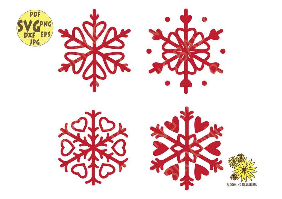 Snowflake Svg, Heart SVG, Love Flake Winter Svg, Christmas Snowflake ...