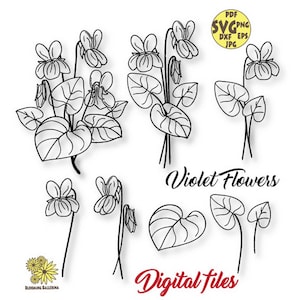 Violet Flower Digital Files, Bundle Flowers Svg, Pansy Svg, Violets Svg ...