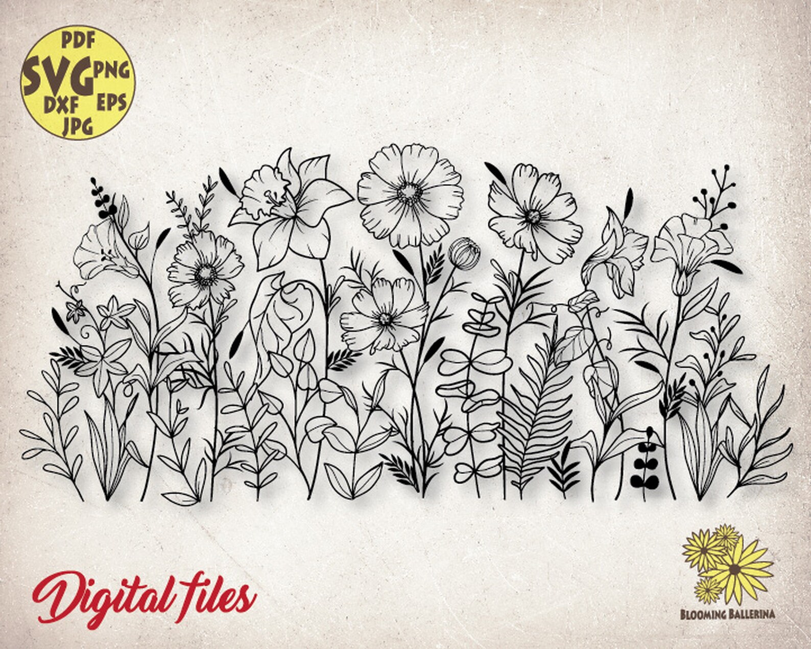 Wildflowers Svg File, Wildflowers Meadow Svg, Spring Svg, Wildflower ...