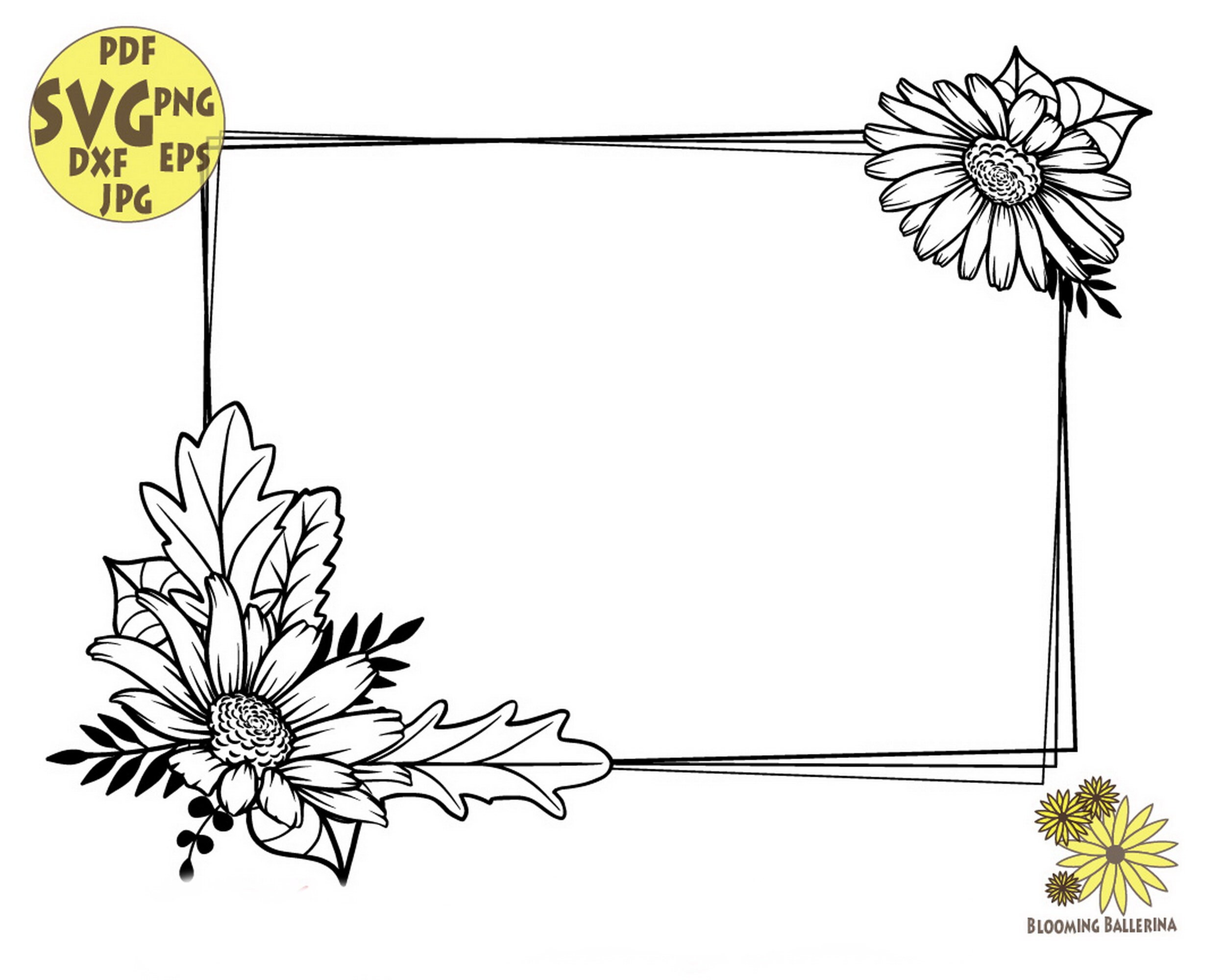 Floral Borders Svg Floral Svg Daisy Svg Rectangular Frame - Etsy
