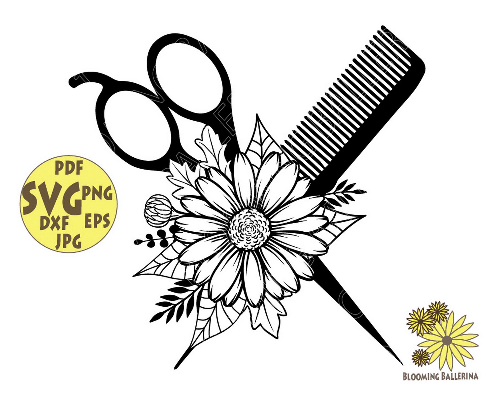 Haircut Scissor Svg Scissor Svg Floral Svg Daisy Svg - Etsy