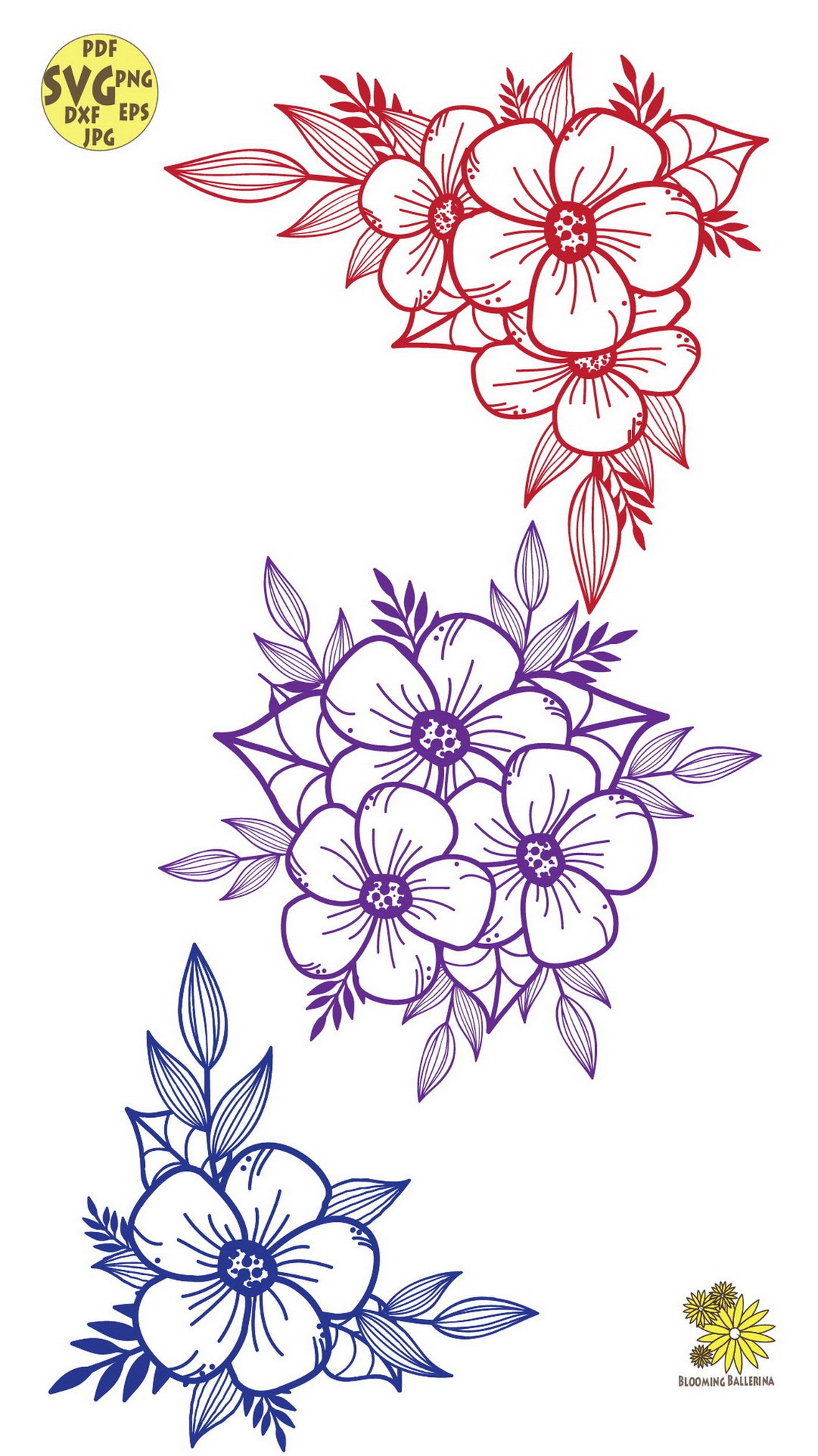 Flower Bouquet Svg Bundle Flowers SVG Floral Svg | Etsy