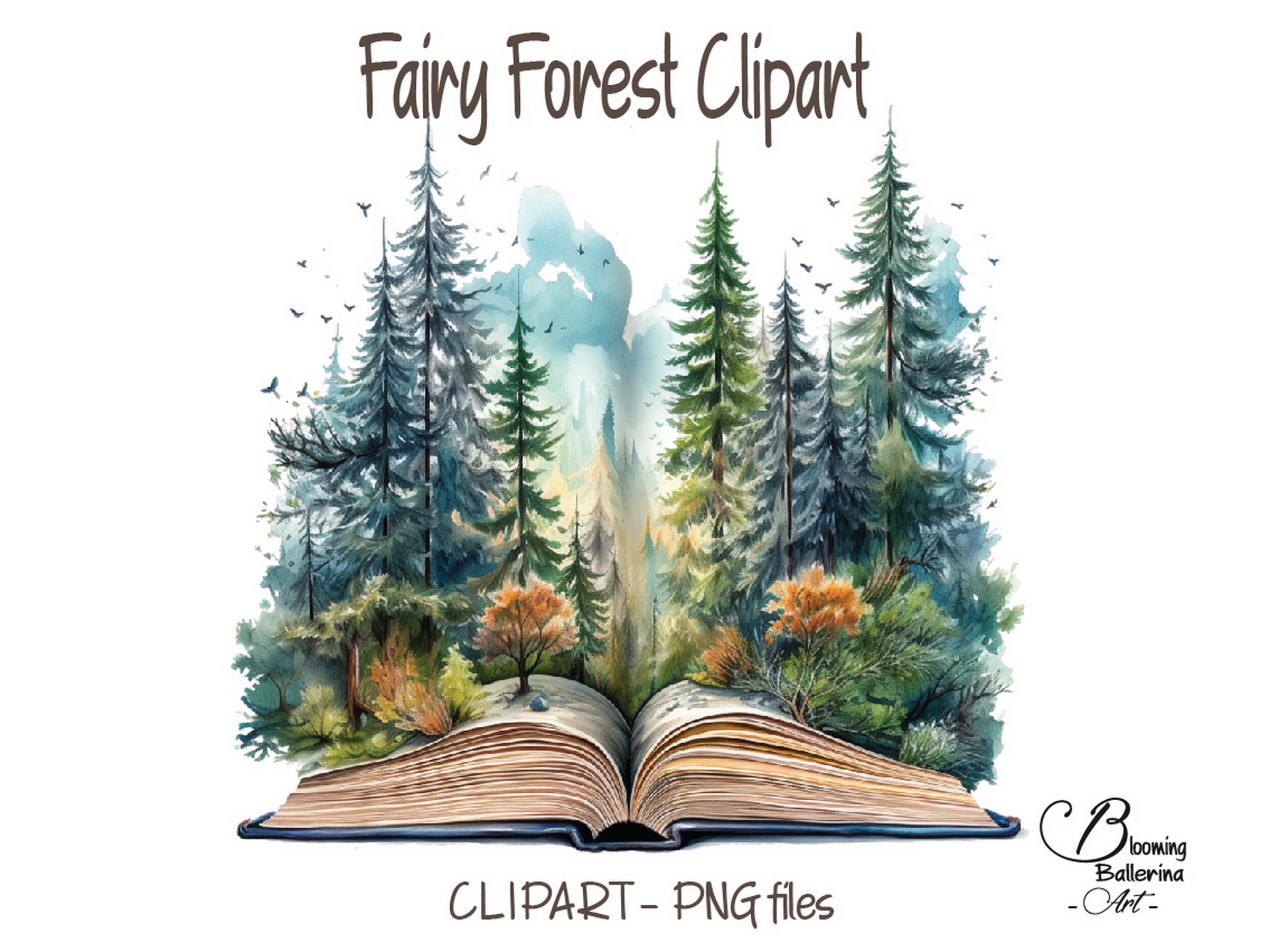 Watercolour Fairytale Forest Book Digital Art Print, Adventure Book ...