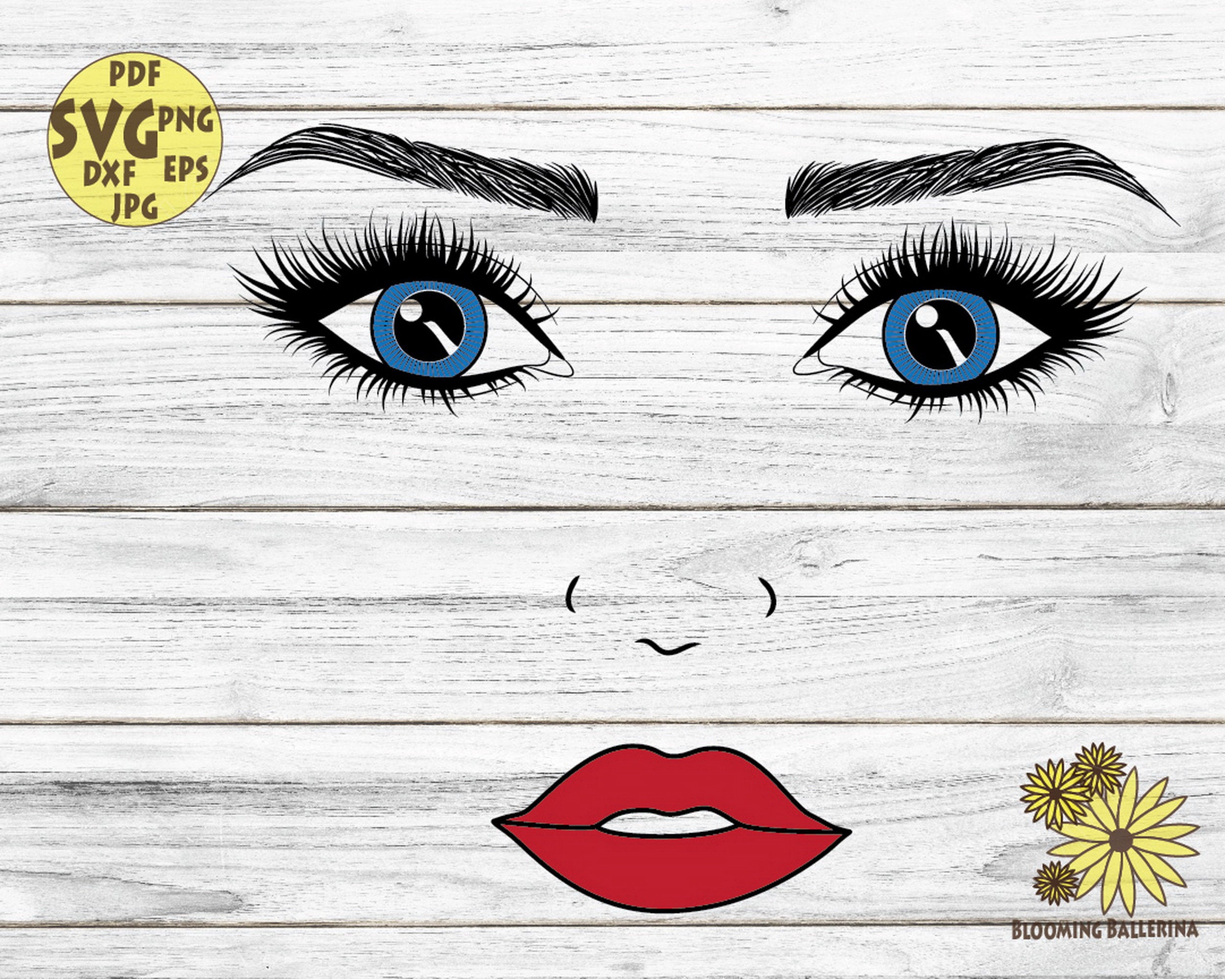 Bundle Eyes Svg, Sexy Face SVG, Lip Face Eyelashes SVG, Face Cricut ...