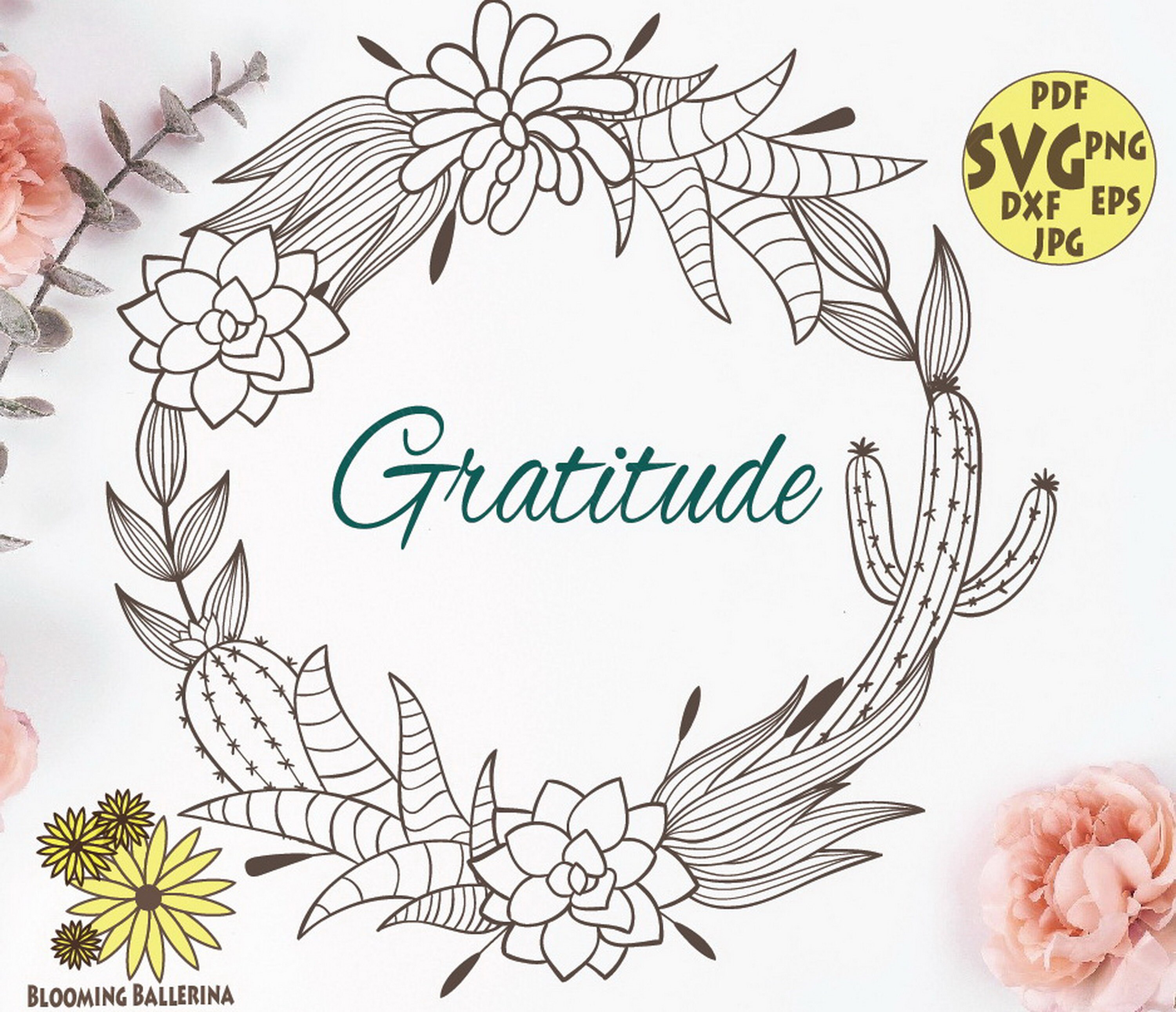 Cactus Frames Svg Suculent Frame Svg Round Frame Svg | Etsy