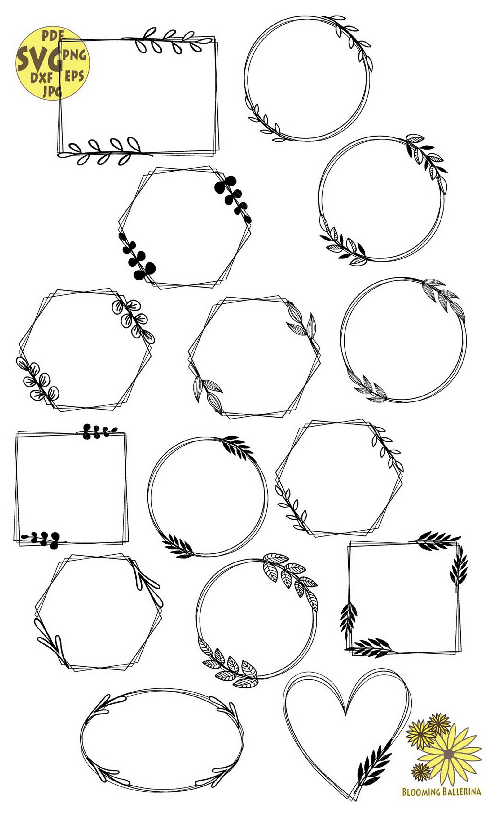 Frames Svg Bundle Leaves Svg Botanical Svg Round Frame - Etsy UK