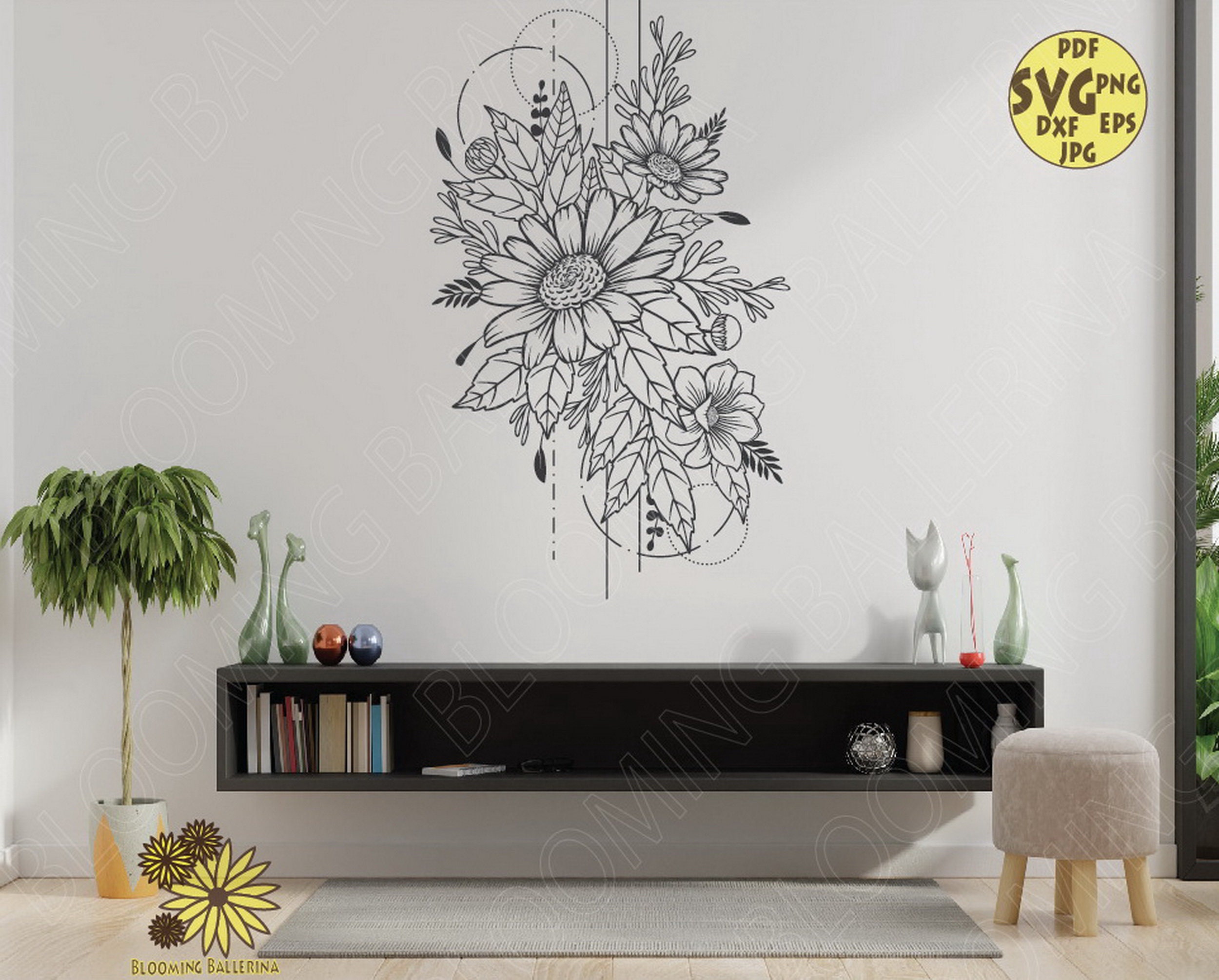 Geometric Flower Bouquet Svg File Daisy Flowers Svg Spring - Etsy