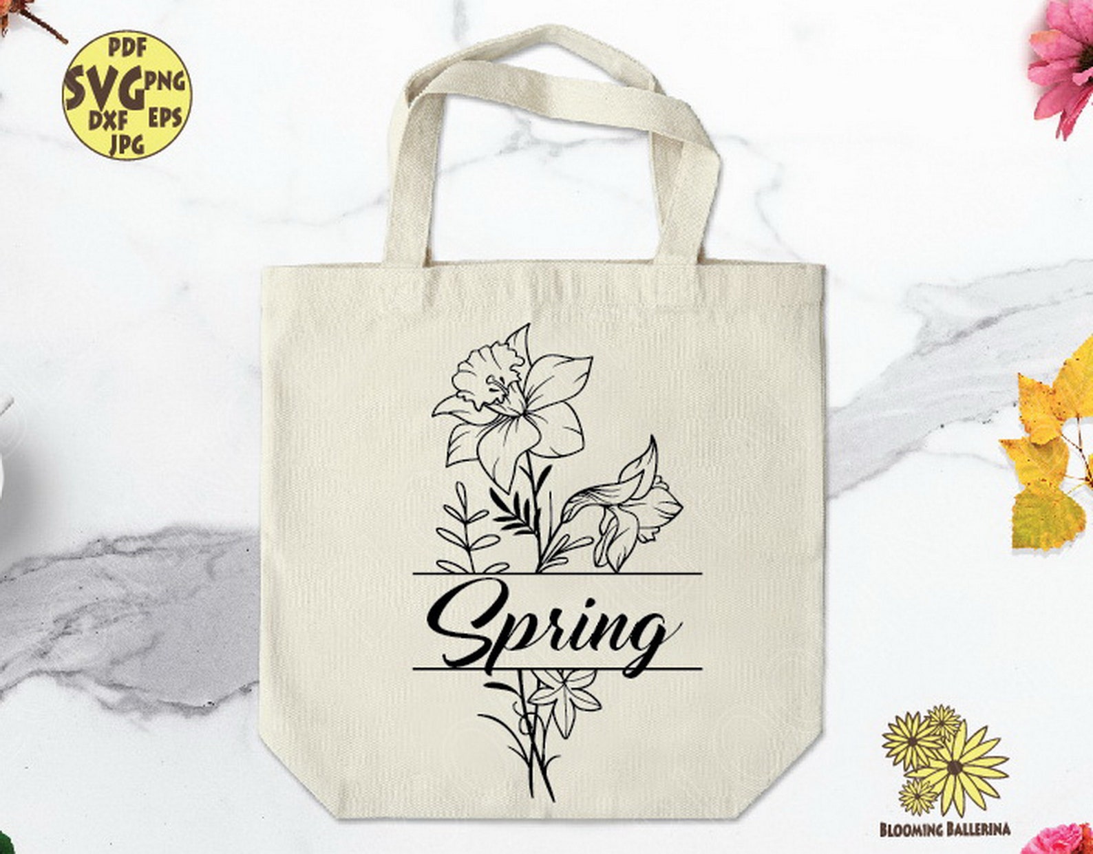 Monogram Daffodil Birth Flower Bouquet Svg File, March Birth Flower Svg ...